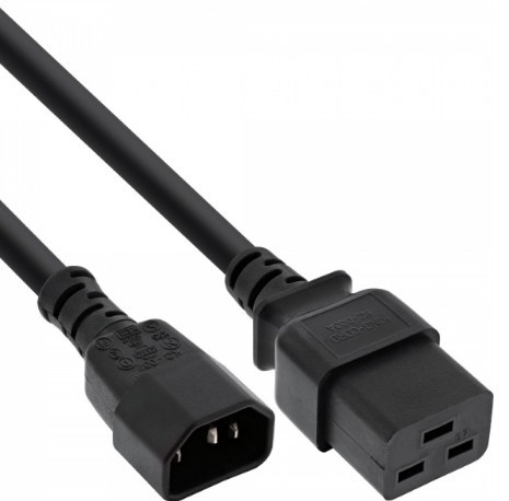 InLine Cavo alimentazione prolunga 10A, Spina IEC-320-C14 a Presa IEC-320-C19, 1m, nero - - Esseshop