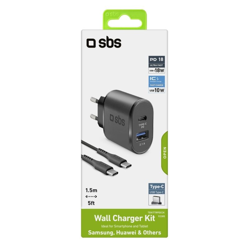 Caricabatterie Usb Sbs Tekittrpdcck Wall Charger Kit - - Esseshop
